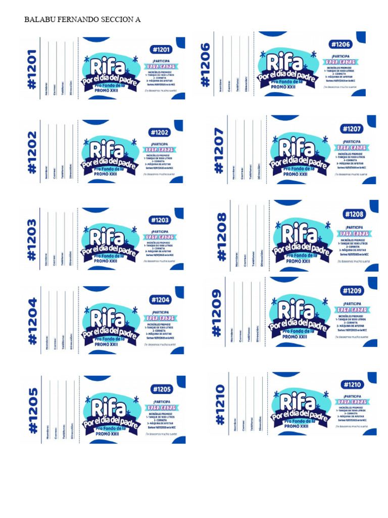 Tickes de Rifa Promo | PDF