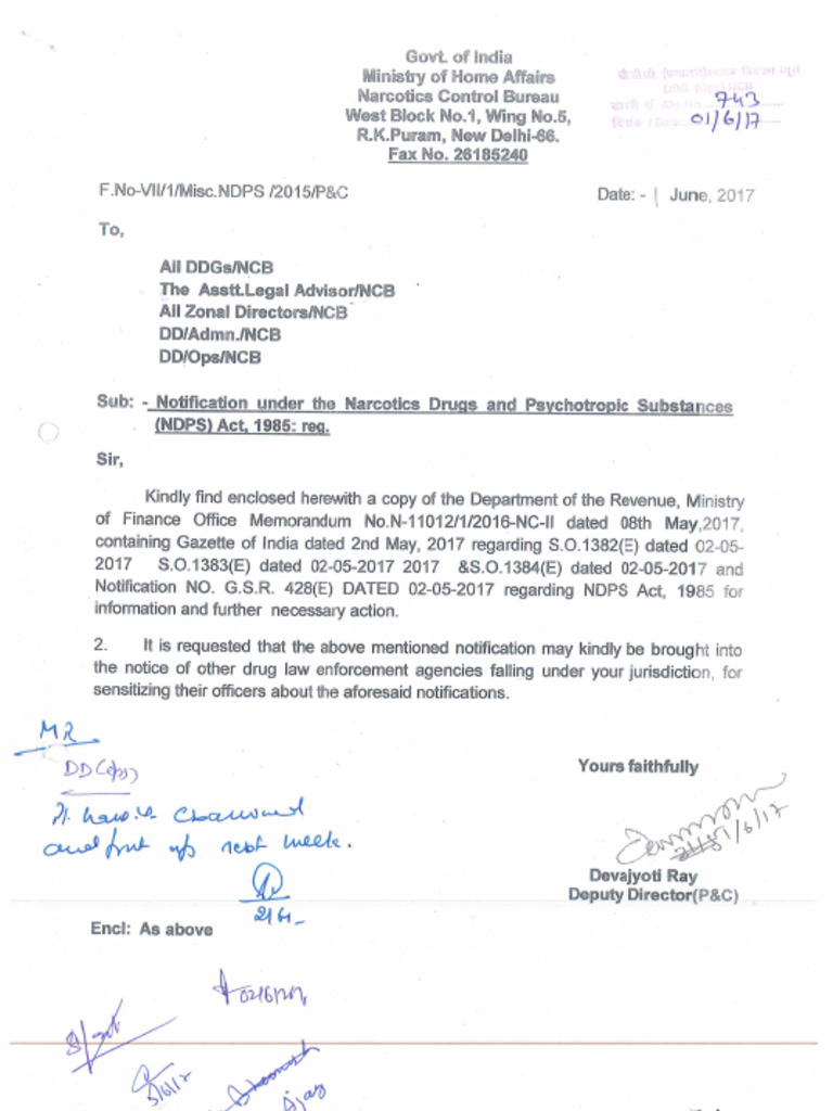 Notification Under The Narcotic Drugs and Psychotropic Substances (NDPS ...