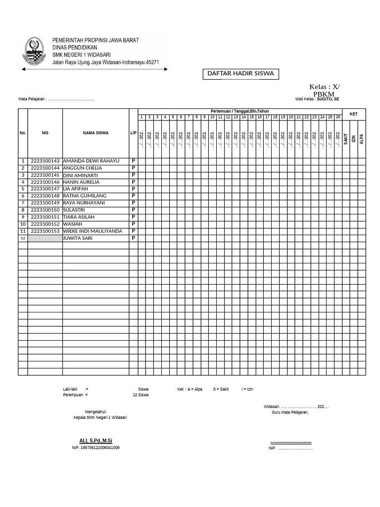 Absen 2022-2023 Baru | PDF
