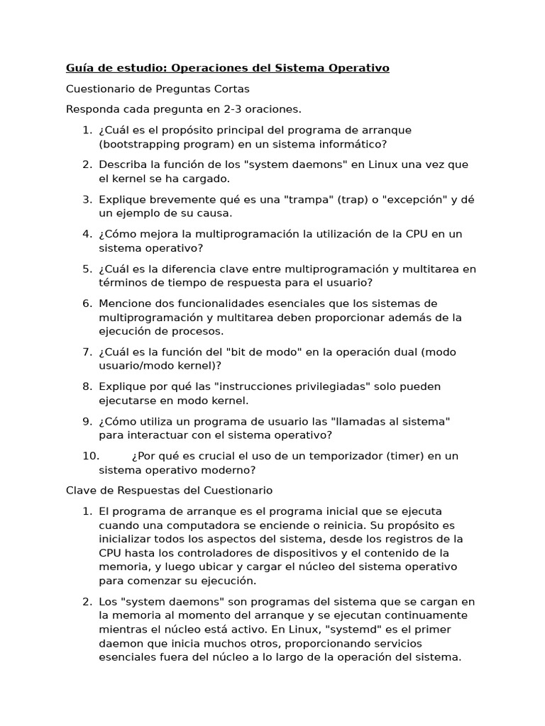 Guia de Estudios Operaciones | PDF | Sistema operativo | Kernel (sistema operativo)