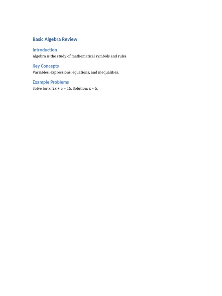 Basic Algebra Concepts and Examples | PDF