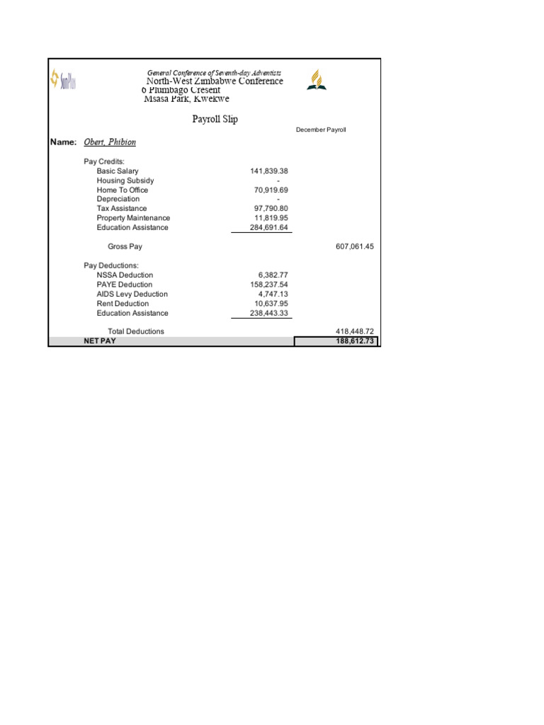 December Payroll Summary for Obert | PDF