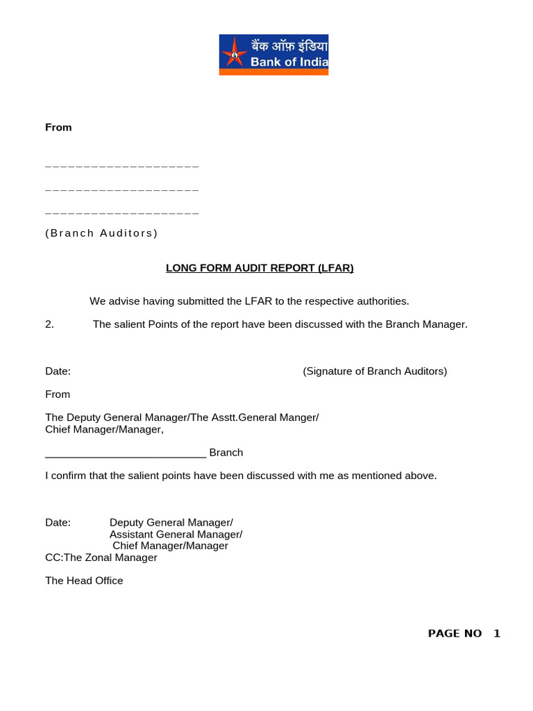 LFAR Submission Guidelines for Banks | PDF | Audit | Auditor's Report