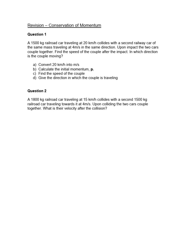 Revision 1 - Conservation of Momentum | PDF