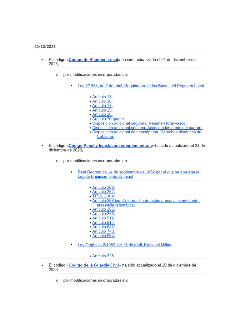 Modificaciones Alert BOE | PDF