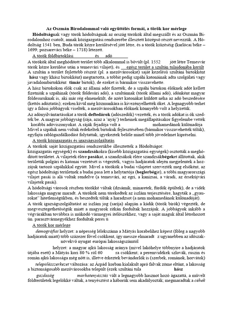 Az Oszmán Birodalommal Való Együttélés Formái Újabb | PDF