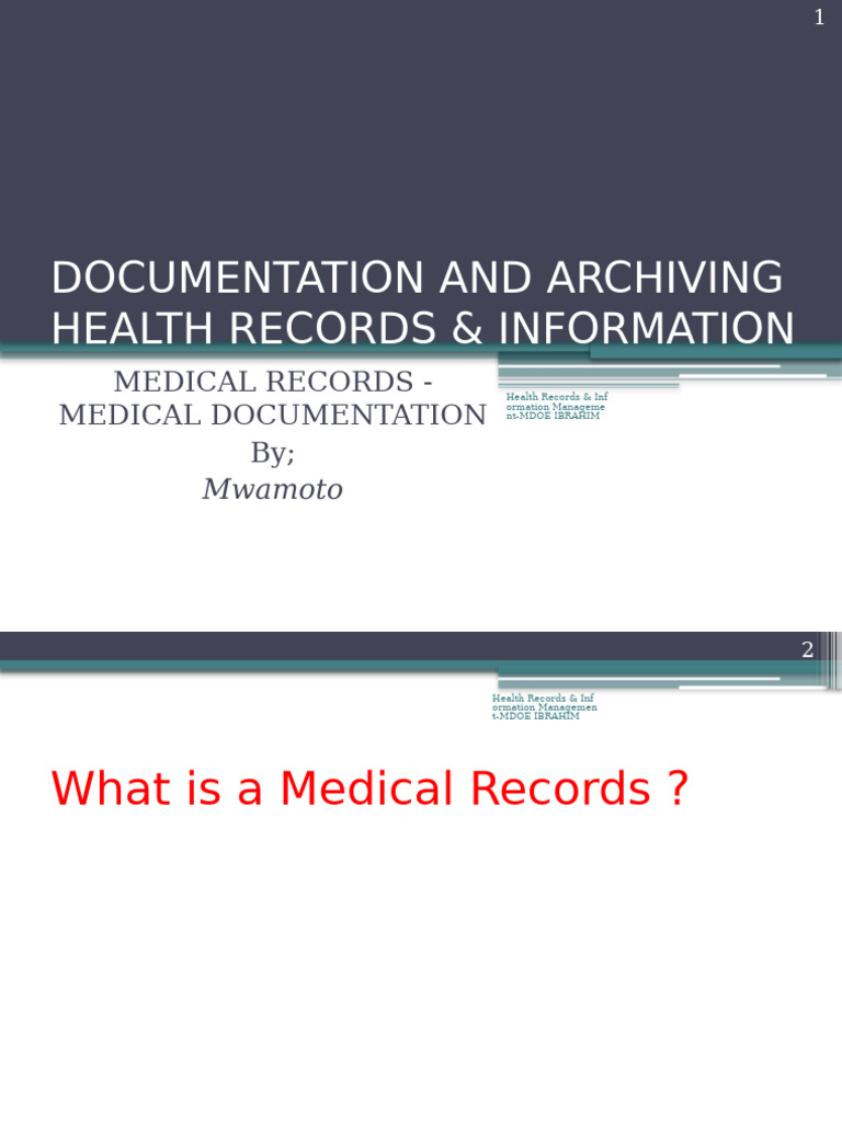 Session 4 - Documentation and Archmedrec | PDF | Medical Record | Patient