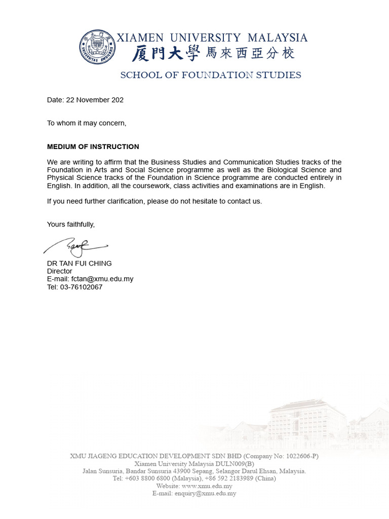 Language of Instruction - SFS | PDF