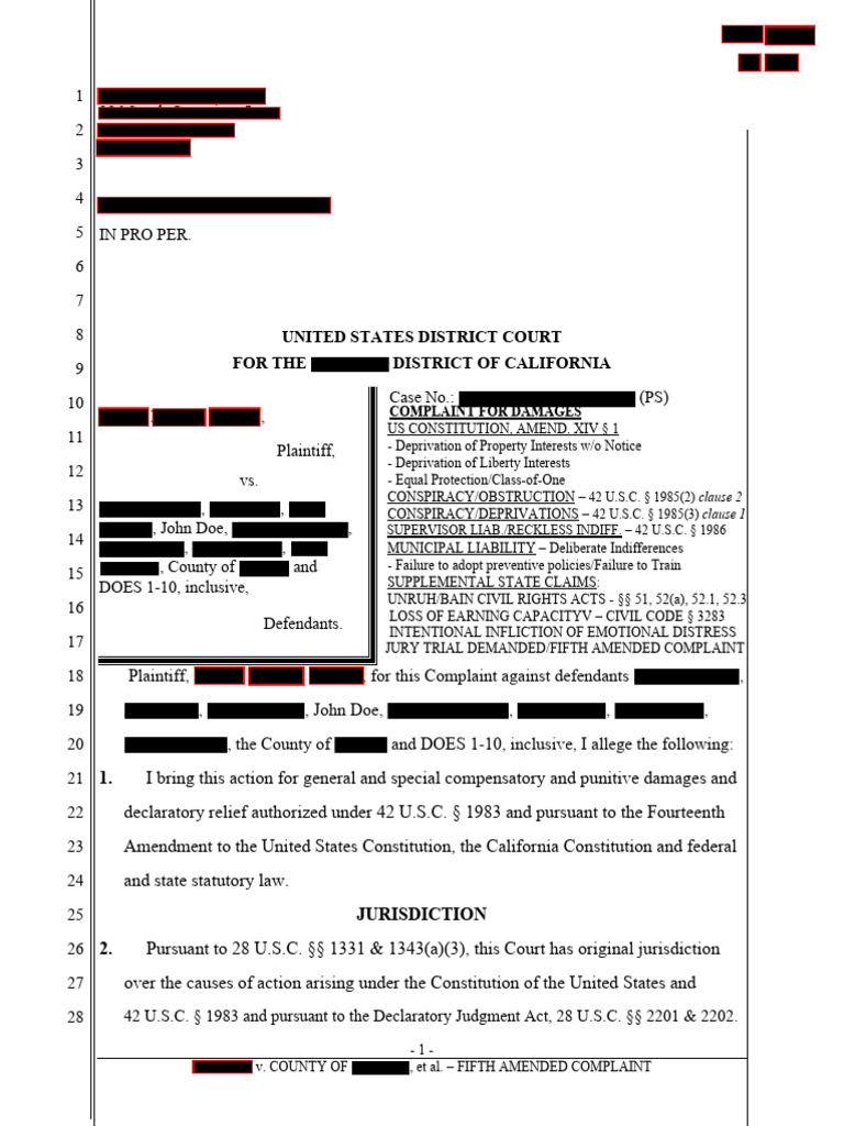 Fifth Amended Complaint - Redacted | PDF | Lawsuit | Complaint