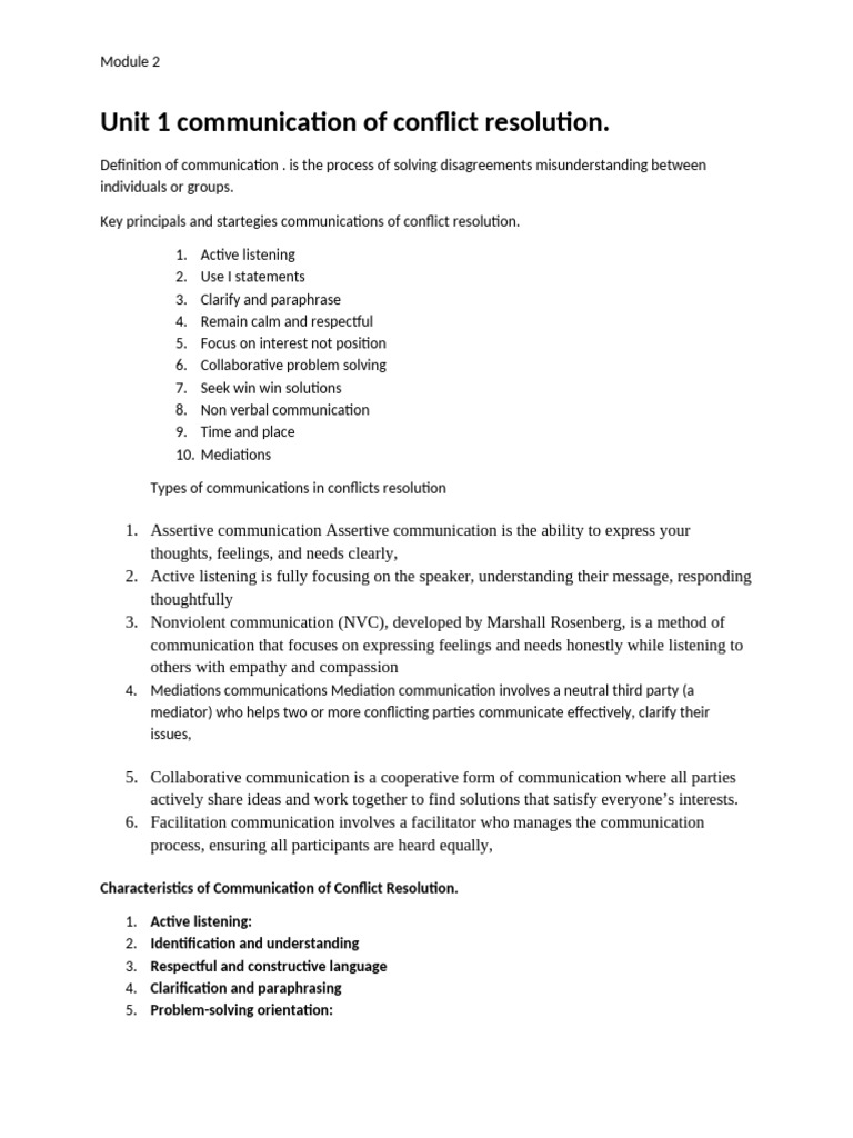 Module 2 All Chapters | PDF | Communication | Conflict Resolution