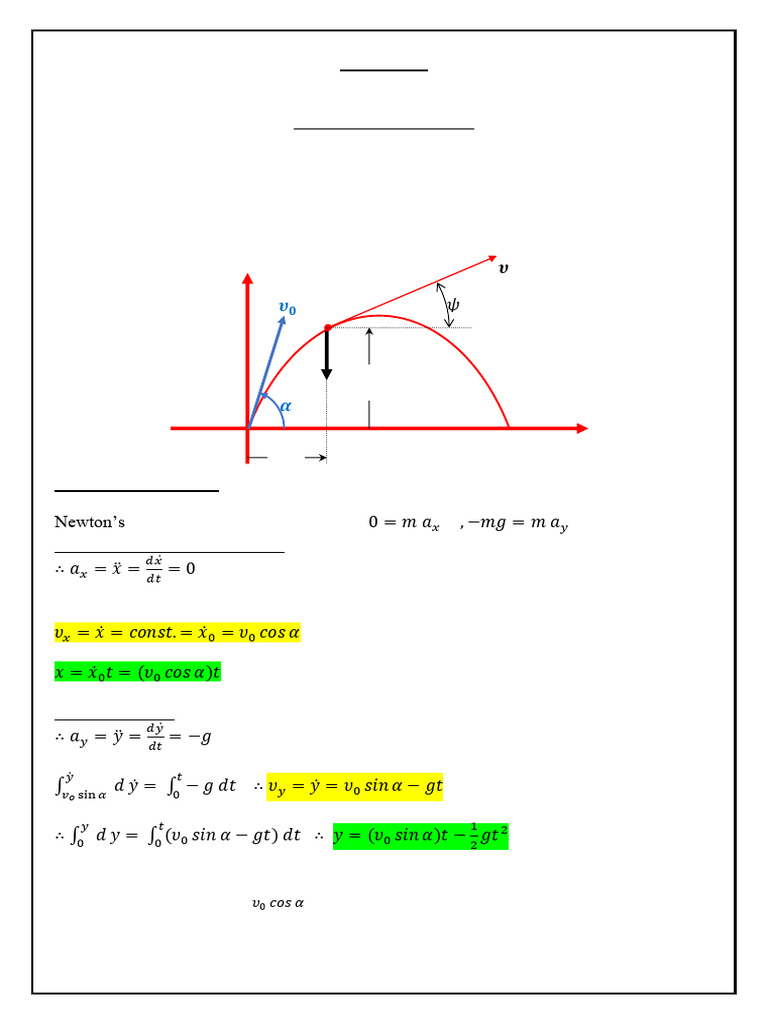 LECTURE (8) - Projectile Motion - NEW FORM | PDF | Physics | Mechanics