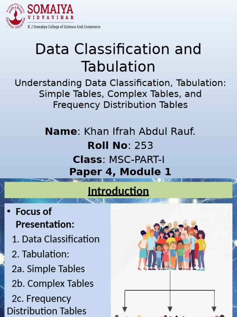 Data Classification and Tabulation Presentation (1 Final-1 | PDF | Data ...