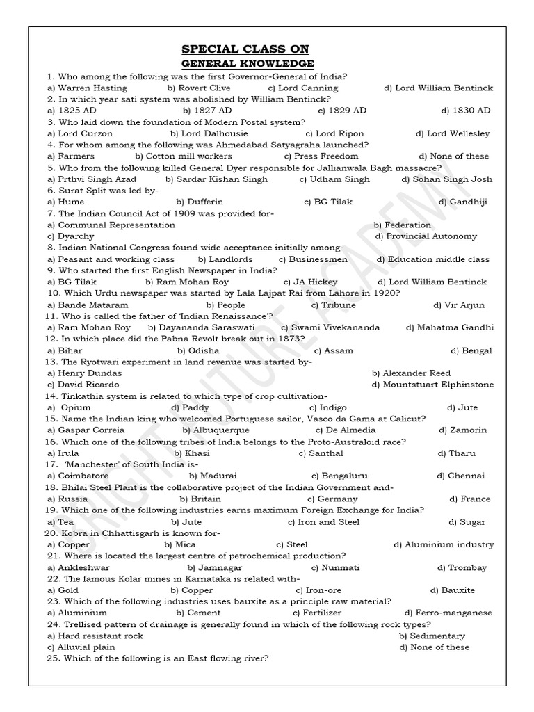 General Knowledge - I-1 | PDF