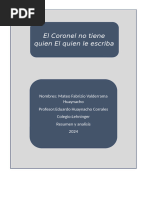 Resumen Por Capitulos El Coronel No Tiene Quien Le Escriba | PDF