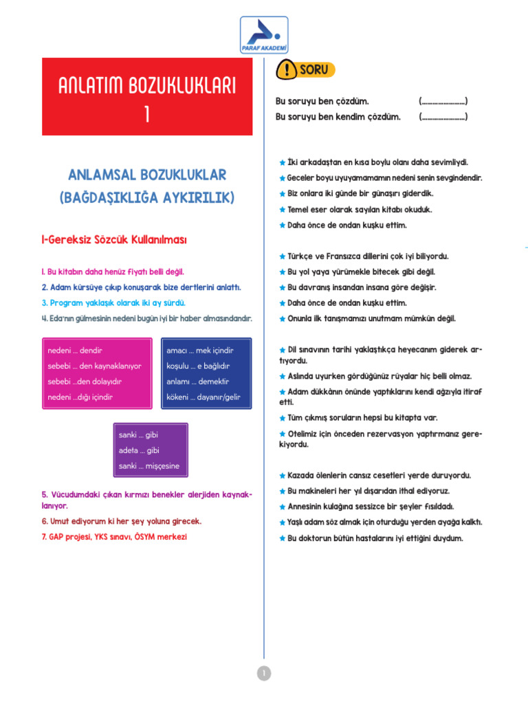Tyt Turkce Ders 46 | PDF