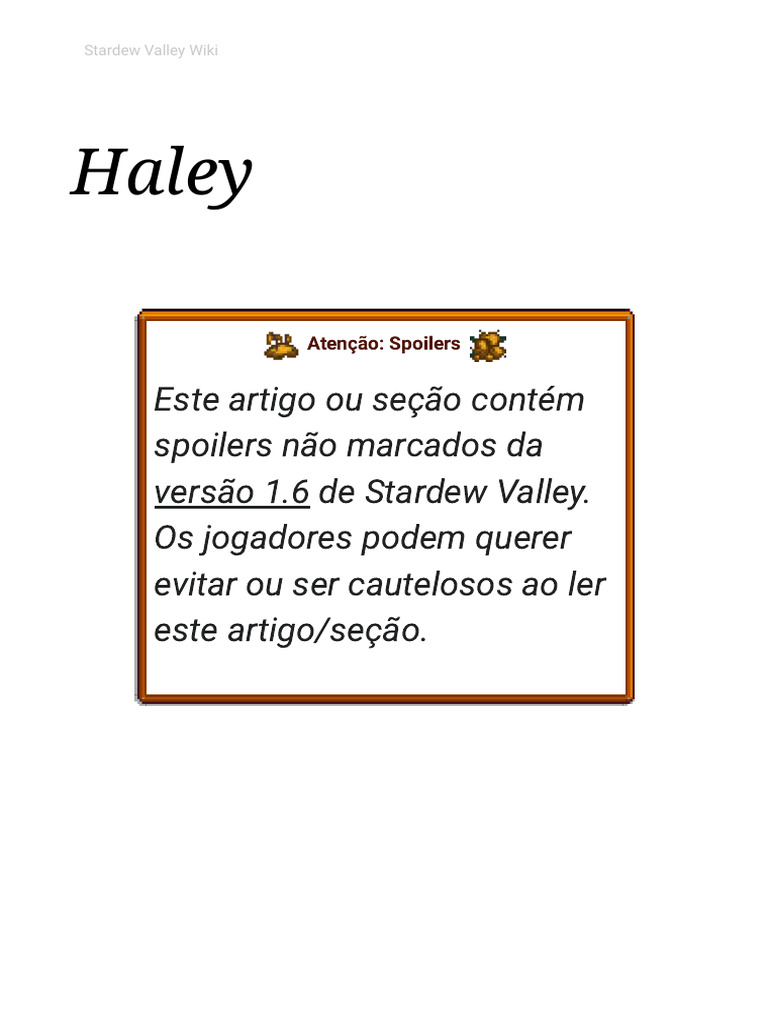 Haley - Stardew Valley Wiki - Português | PDF