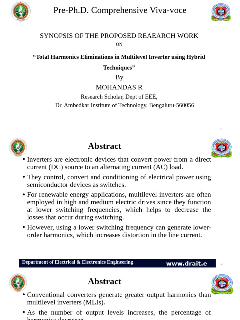 Pre - Ph.d. Presentation | PDF | Power Inverter | Direct Current