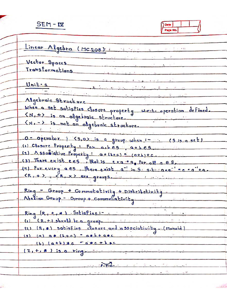 Linear Algebra Notes | PDF