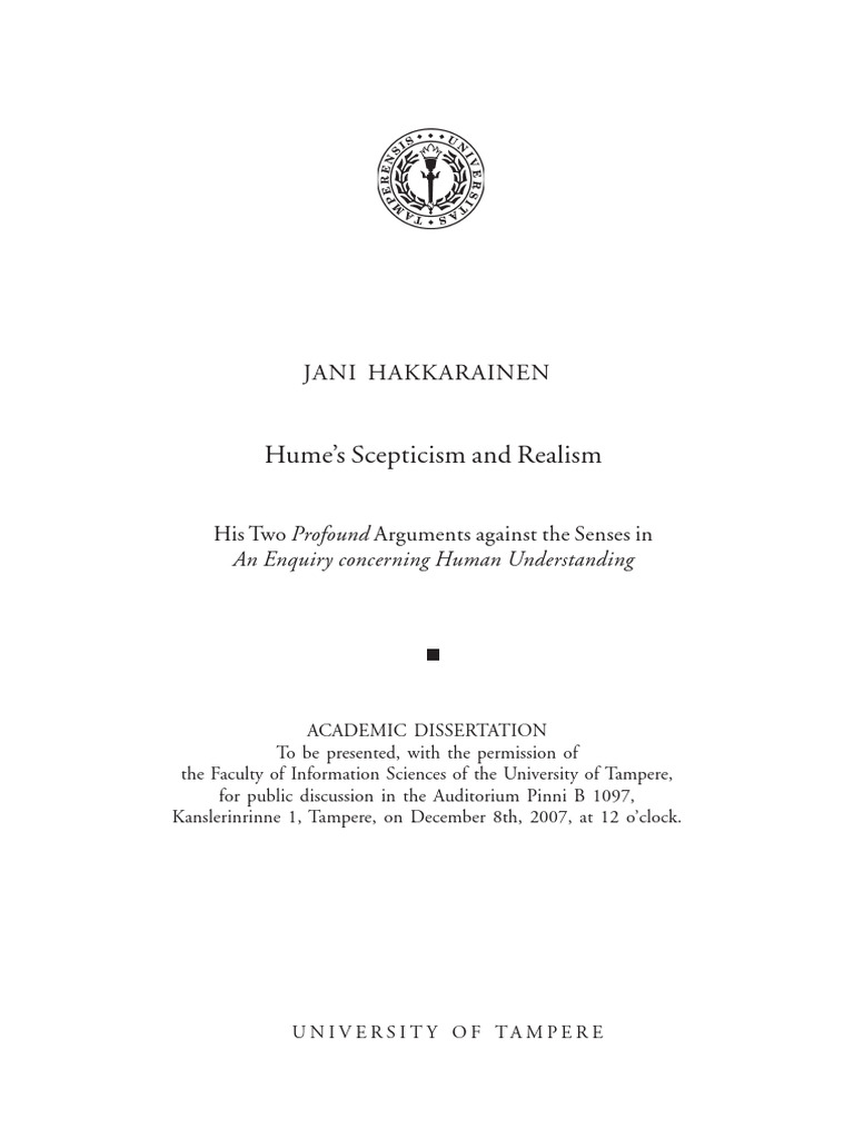 Humes Scepticism and Realism | PDF | David Hume | Skepticism