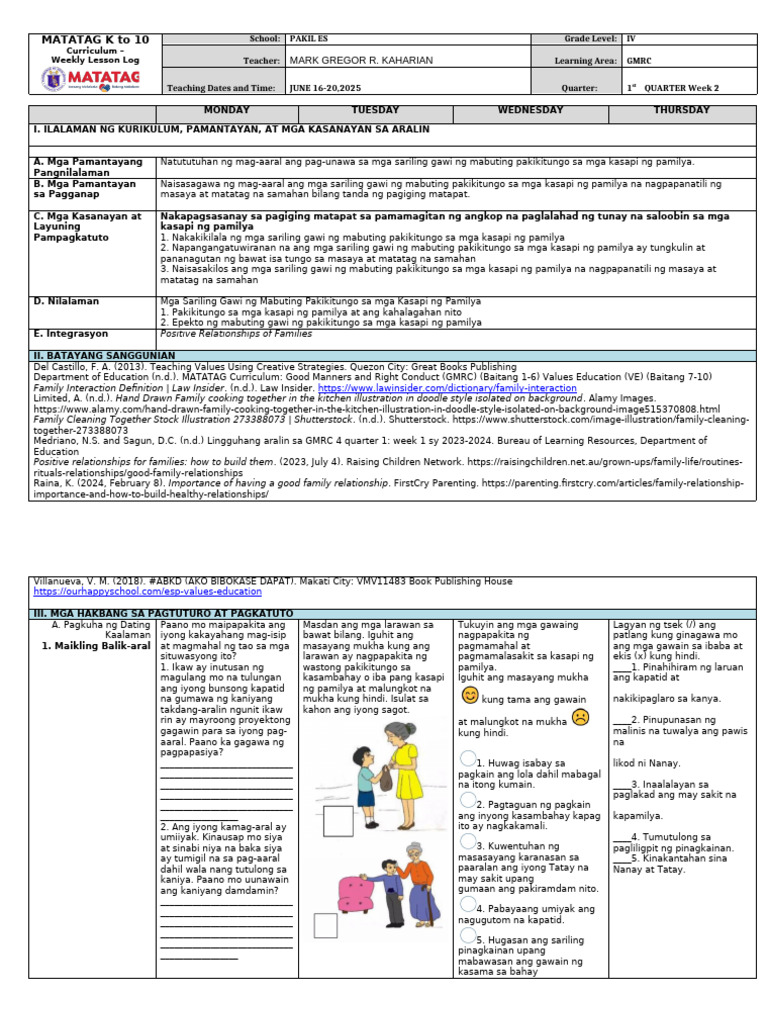DLL - GMRC 4 - q1 w2 Final | PDF