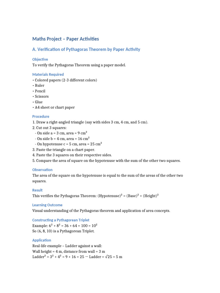 Pythagoras Algebraic Identities Activity | PDF