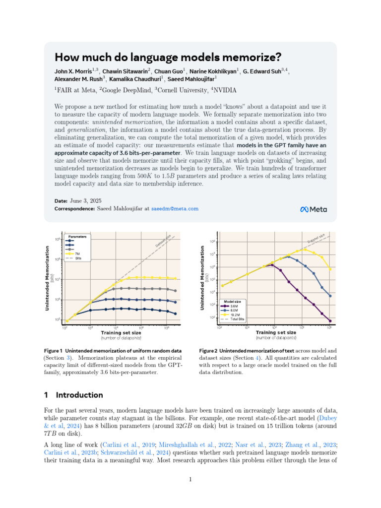 How Much Do Language Models Memorize? | PDF | Statistical Inference ...