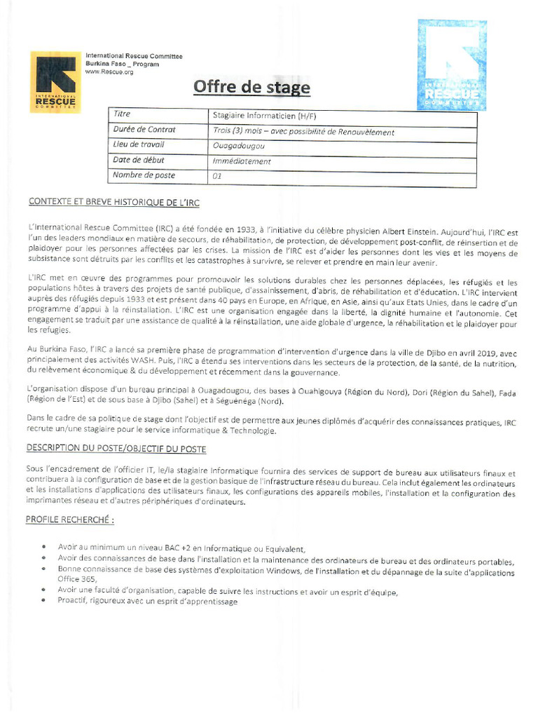 Offre de Stage Informatique | PDF