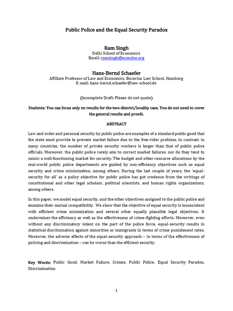 Equal Security Paradox-Reading Paper | PDF | Crime & Violence | Crimes