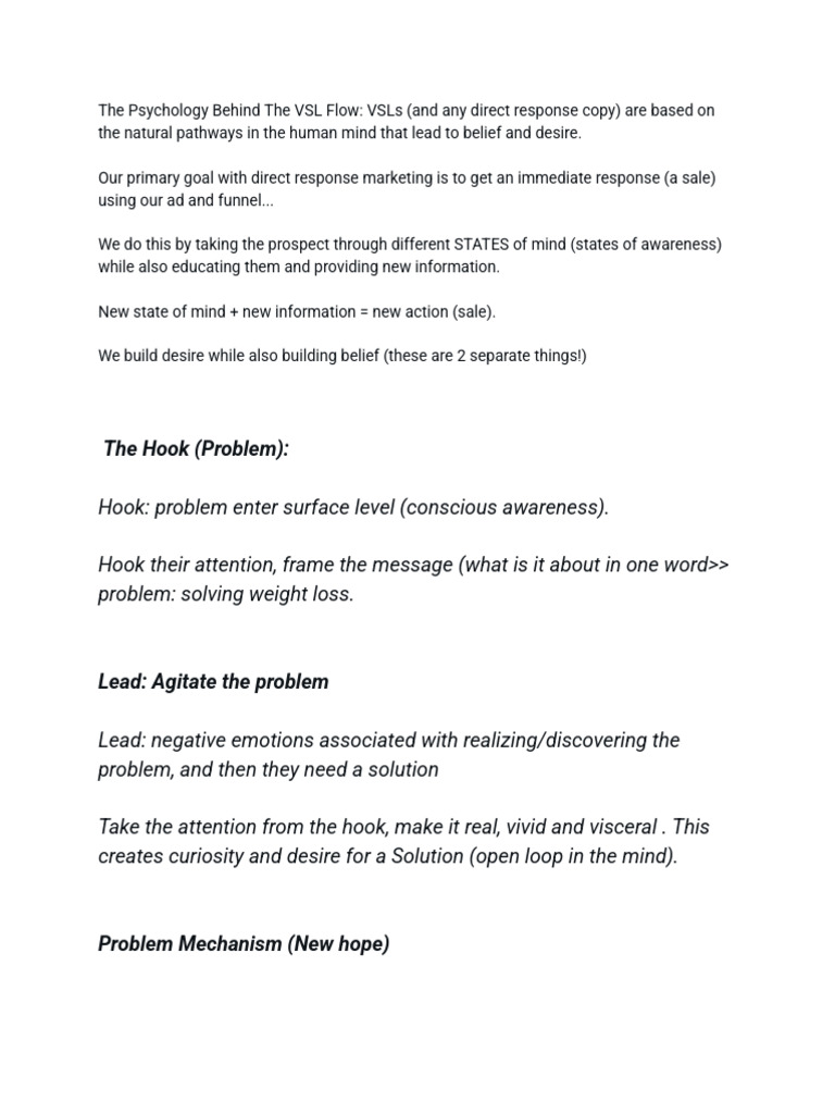 VSL Copy Flow+Psychology | PDF