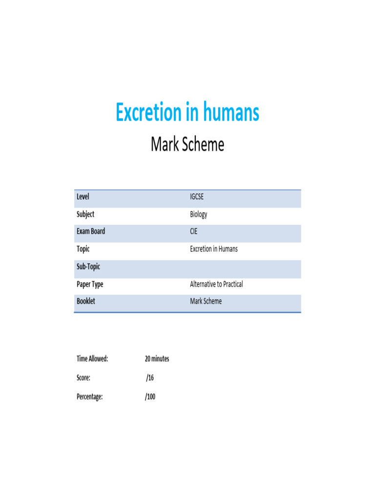 13 Excretion in Humans CIE IGCSE BiologyMS Practicals L | PDF | Claw ...