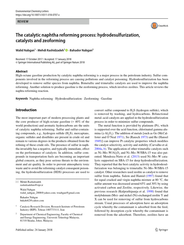 The Catalytic Naphtha Reforming Process | PDF | Cracking (Chemistry) | Catalysis