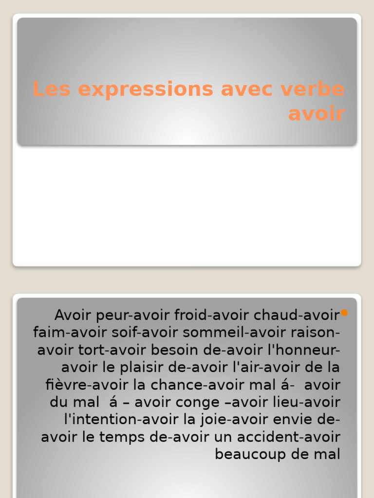 Les Expressions Avec Verbe Avoir Et Exercices Varies Synonyme-1 | PDF