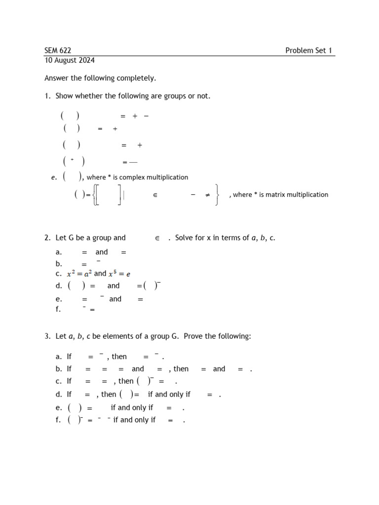 SEM 622 - Problem Set 1 - SY2024 2025 | PDF