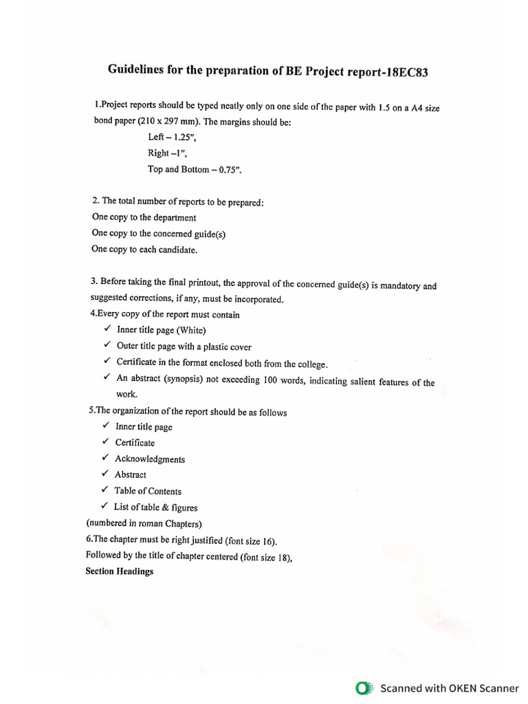 Guidelines For Project Report | PDF