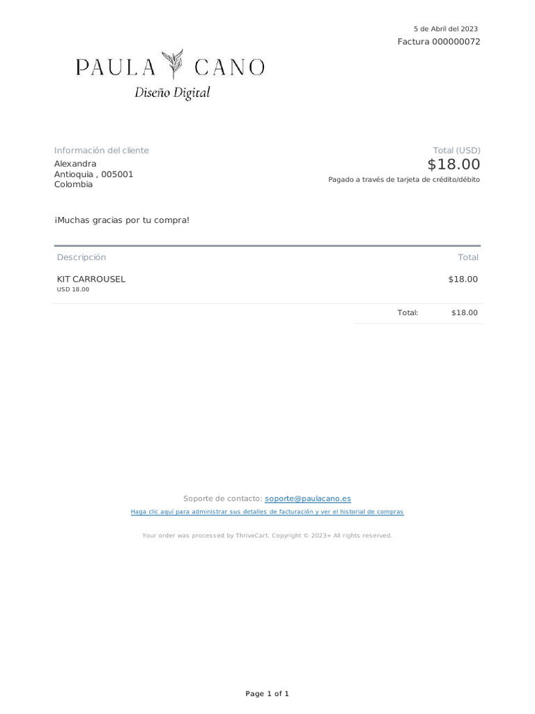 Paula Cano - Factura 000000072 | PDF