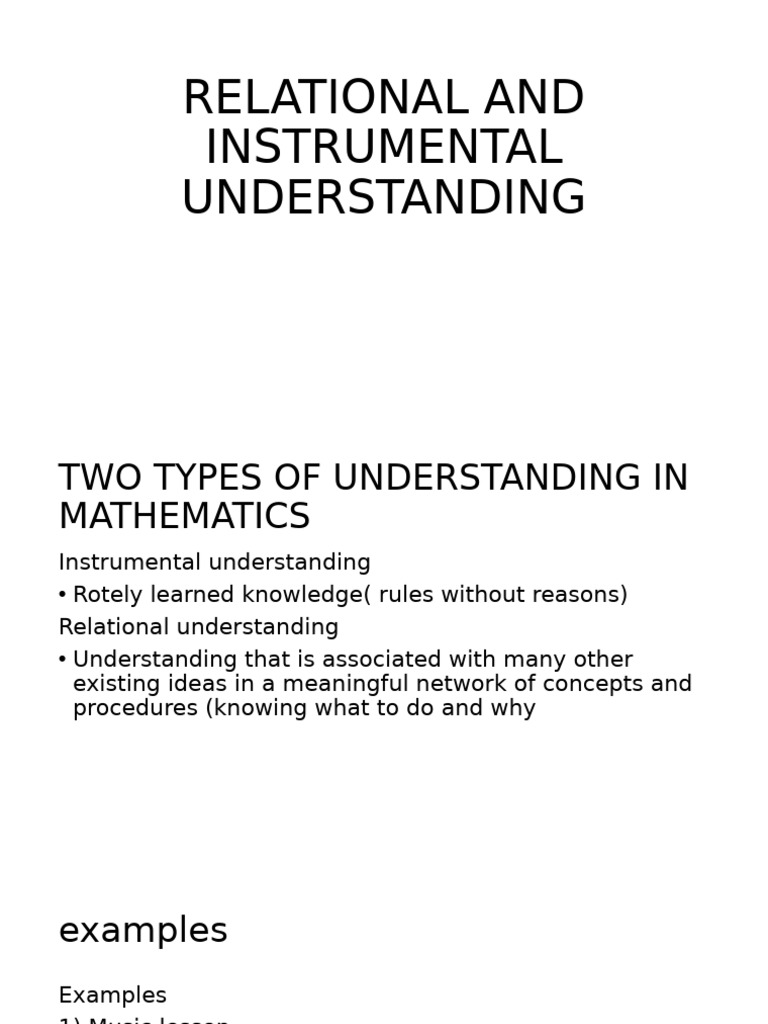 Instrumental and Relational Understanding | PDF | Area | Cognitive Science