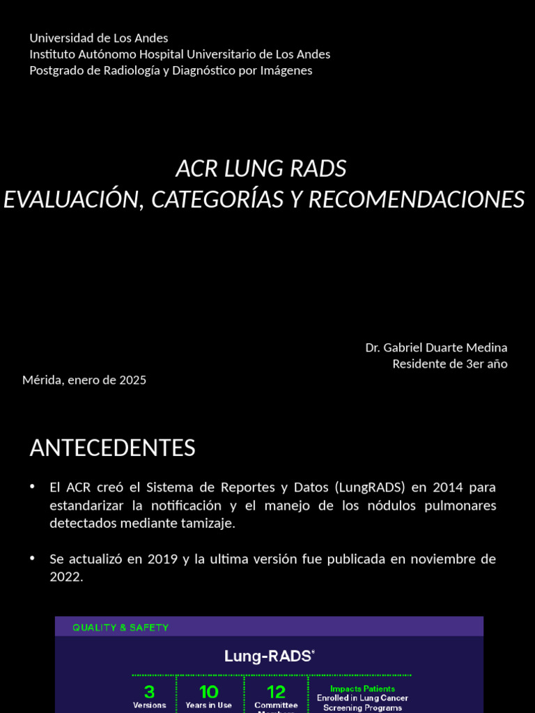 Lung Rads Clase 2025 | PDF | Cáncer de pulmón | Medicina CLINICA