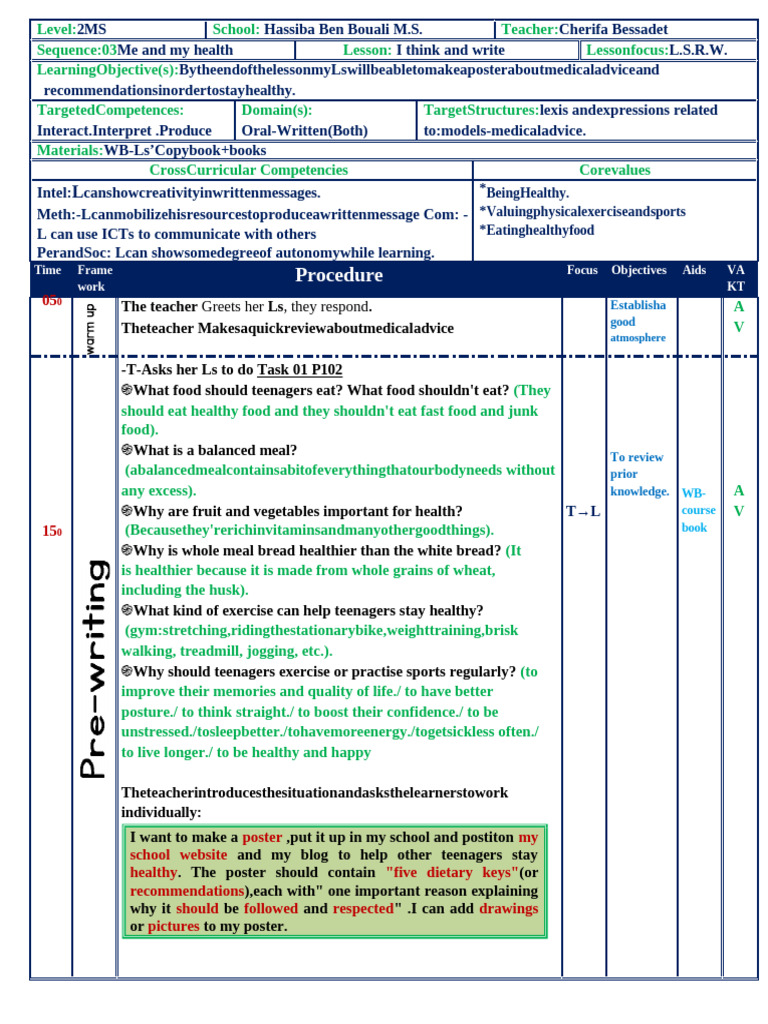 Lesson 07 - I Think and Write 2ms Seq3 | PDF | Healthy Diet
