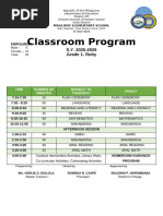 Class Program Sample 2025 2026 | PDF
