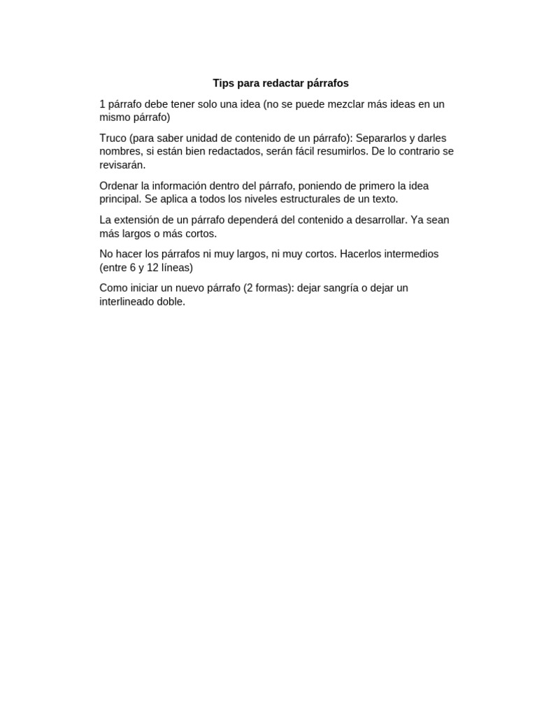 Tips para Redactar Párrafos | PDF