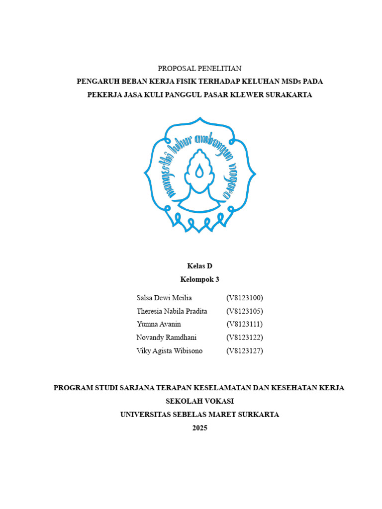 Kelompok 3 - Hubungan Antara Beban Kerja Terhadap Keluhan Msds Pada Pekerja Jasa Kuli Panggul Di ...