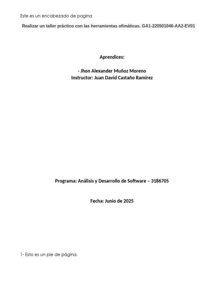 Utilización de Las Herramientas de Ofimática. GA1-220501046-AA2-EV01. (PDF - Io) | PDF