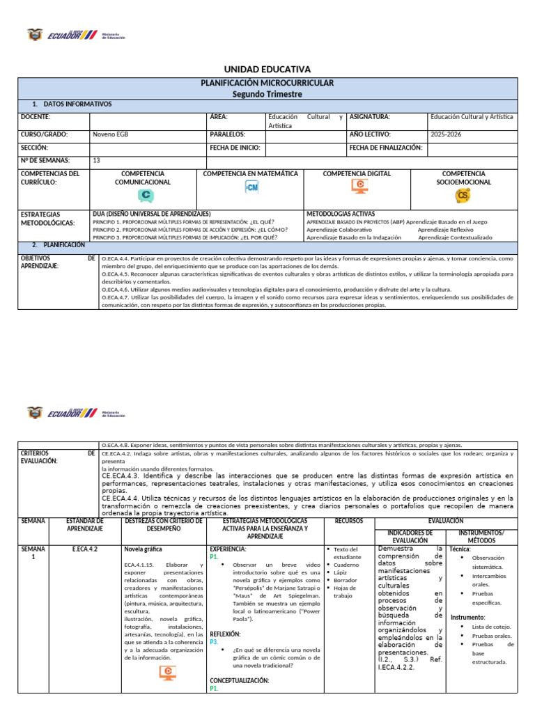 Eca 9no 2dotri | PDF | Escultura | Aprendizaje