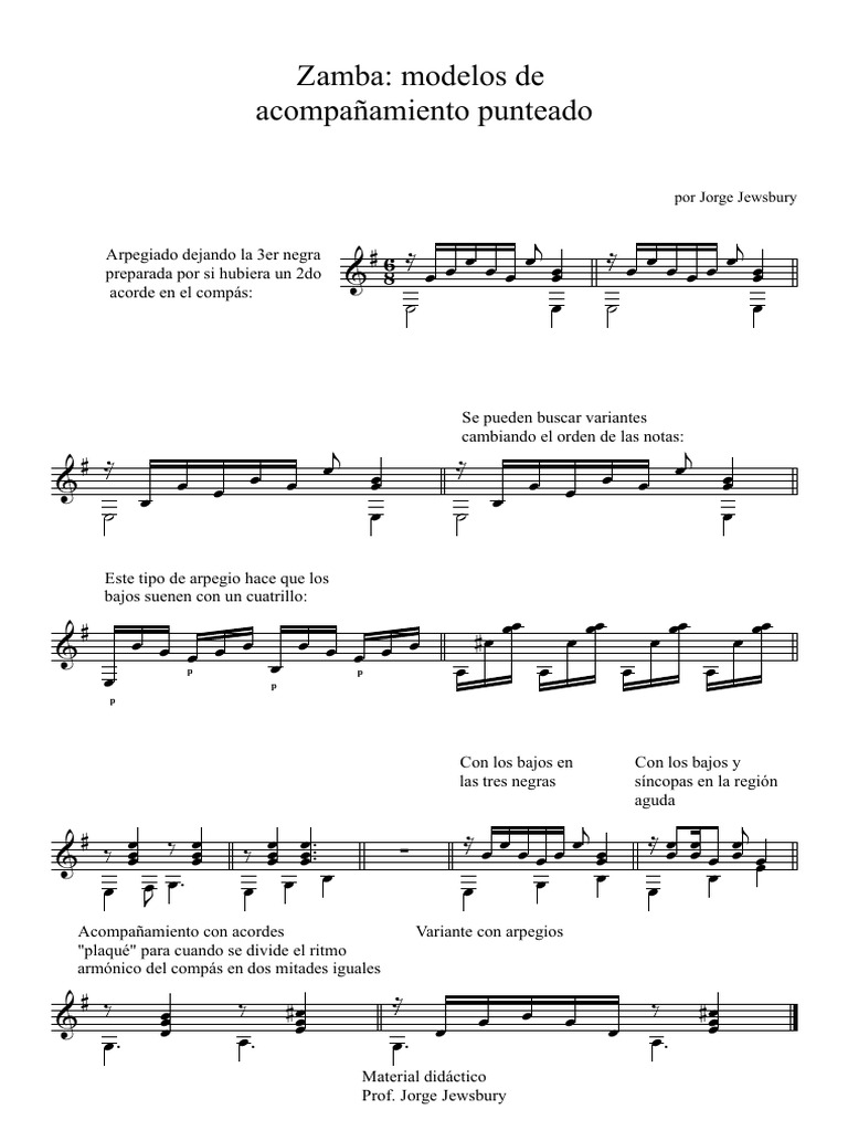 Zamba Acompañamiento Punteado - Partitura Completa | PDF | Ritmo y ...