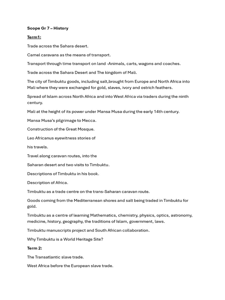 Scope GR 7 - History June Exam | PDF