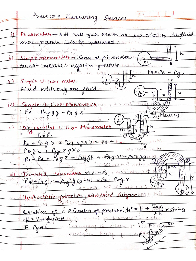 Pressure Measuring Devices and Buoyancy | PDF