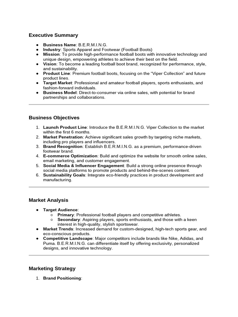 B.E.R.M.I.N.G. Executive Summary | PDF | Brand | Marketing