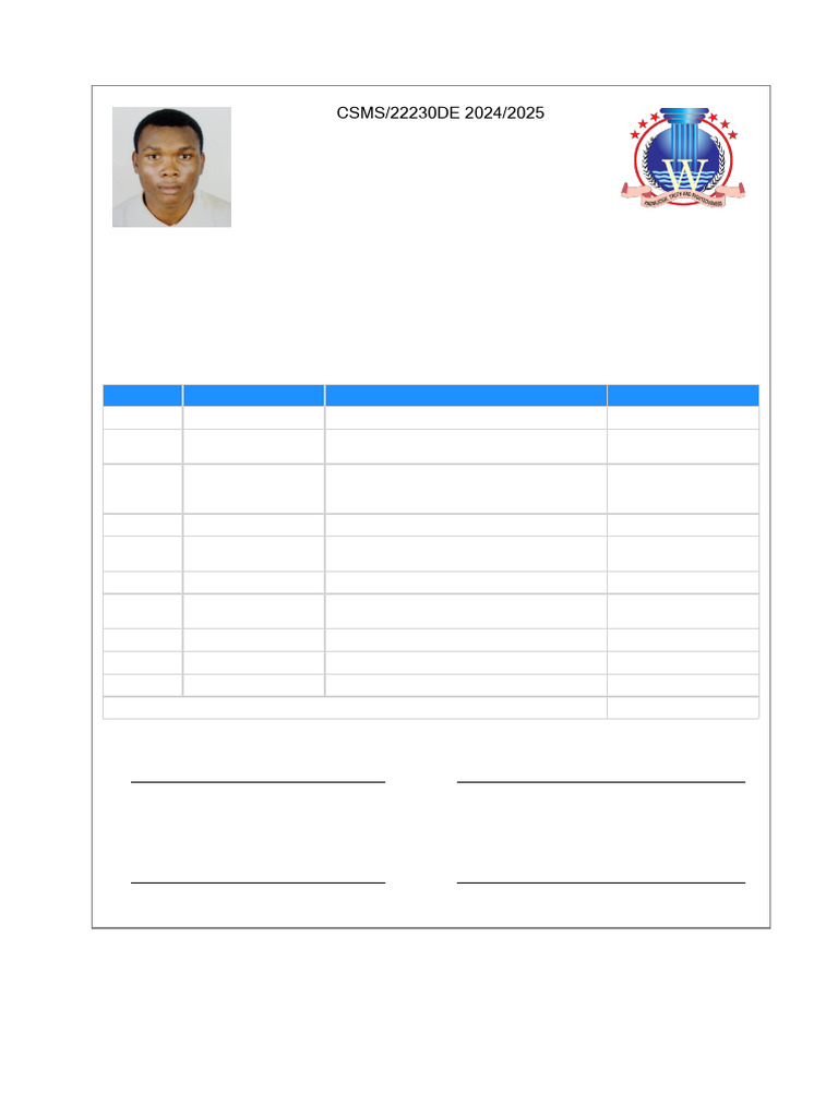 CSMS/22230DE 2024/2025: Wellspring University Student Course Registration | PDF