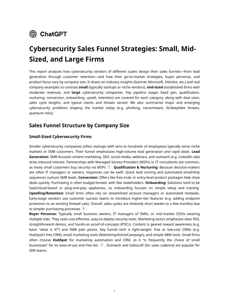 Cybersecurity Sales Funnel Insights | PDF | Customer Relationship ...