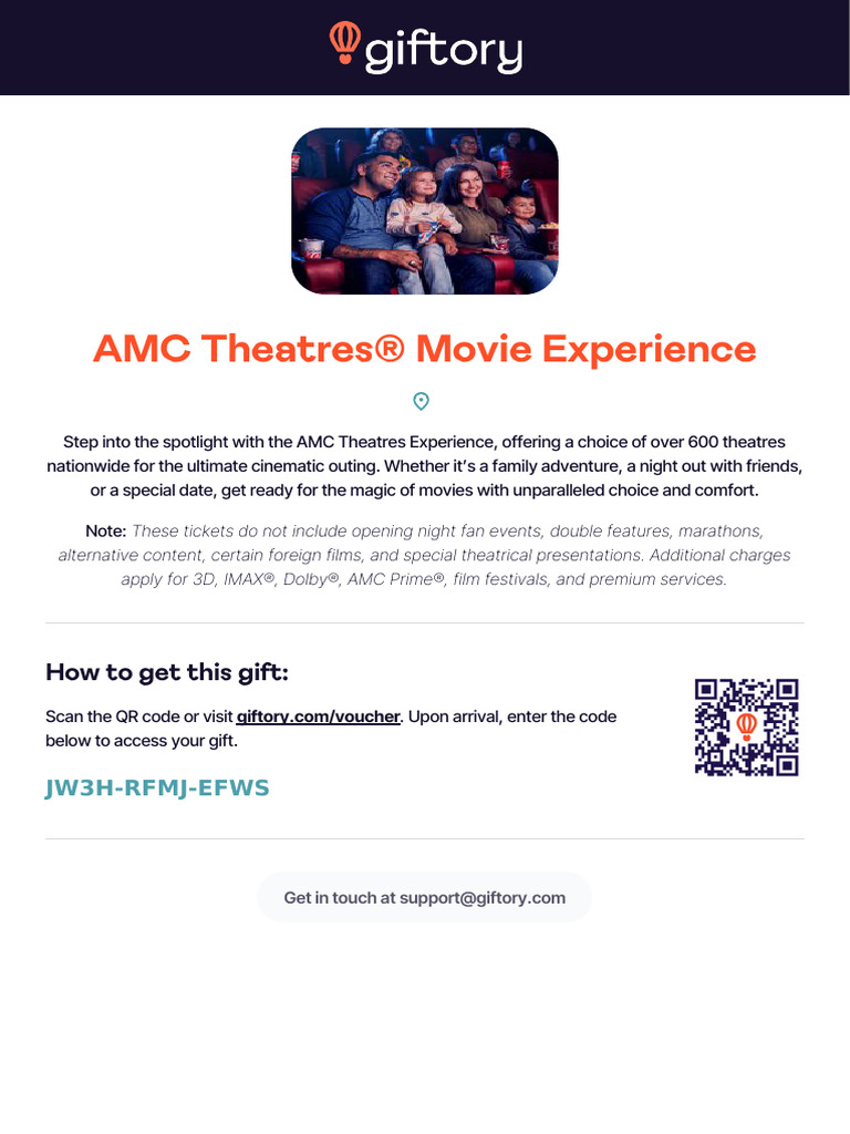 Giftory Voucher - AMC Theatres® Movie Experience | PDF